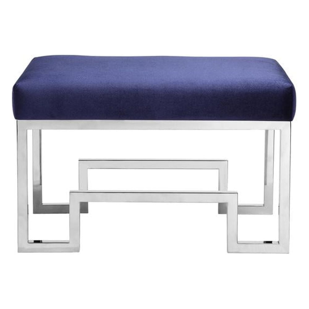 American Home Classic Laurence 18" Stainless Steel/Velvet Stool in ...