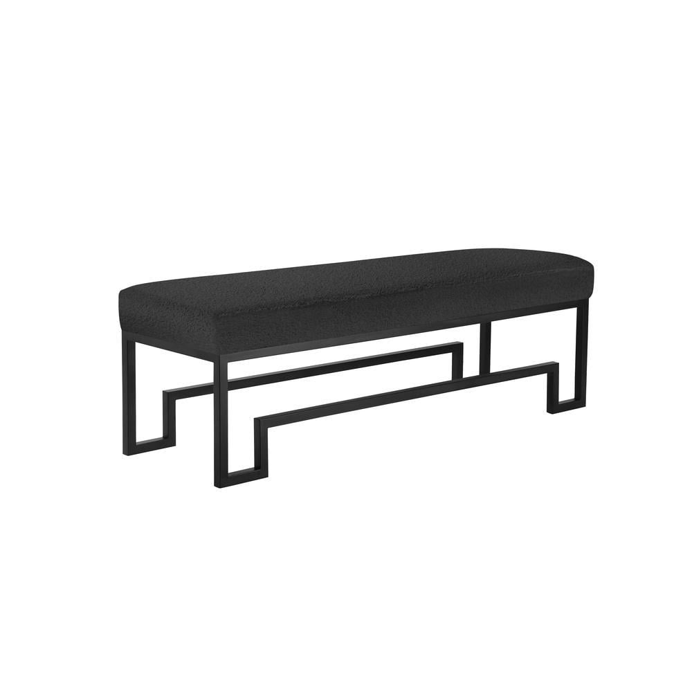 American Home Classic Laurence Steel Bench in Matte Black/Black Boucle ...