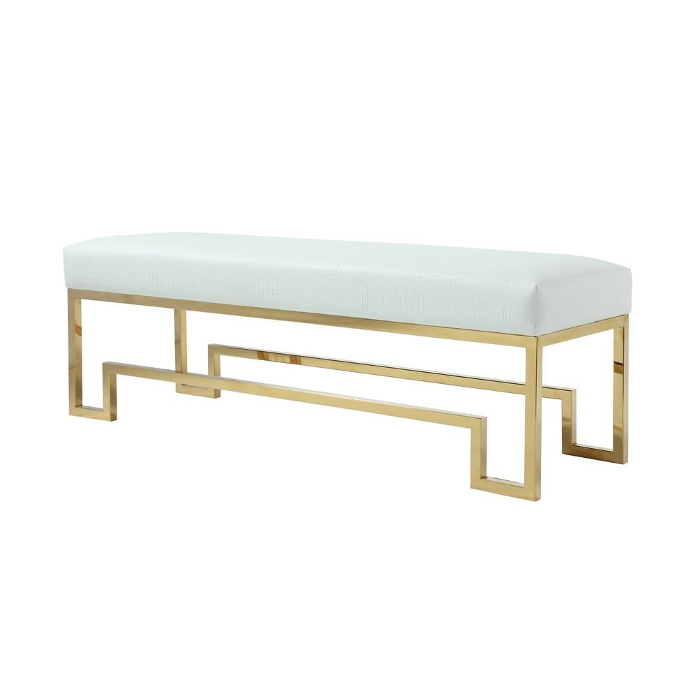 American Home Classic Laurence Steel and Fabric Bench in High Polish ...