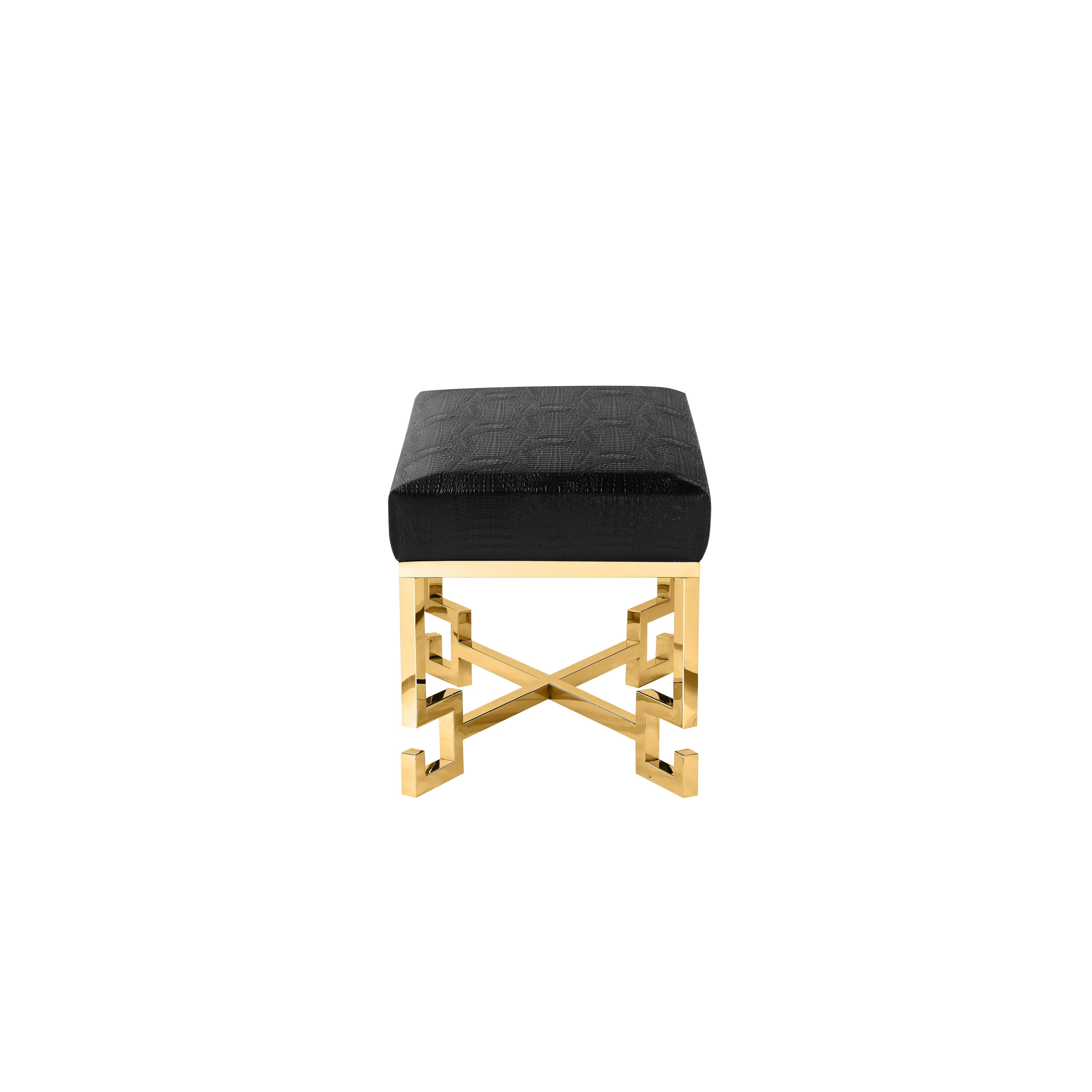 American Home Classic Sophia 18" Stool in High Polish Gold and Faux ...