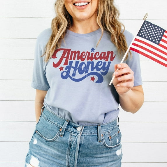 American Honey Unisex T-Shirt, Cute Fourth of July Feminine USA America ...