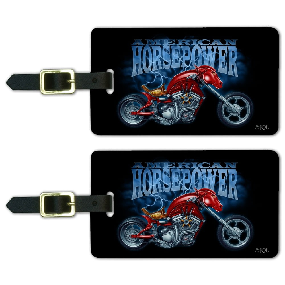 American Horsepower Biker Motorcycle Chopper Luggage ID Tags Suitcase ...