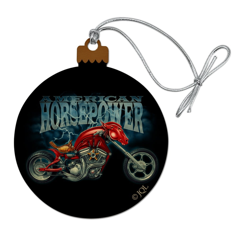 American Horsepower Biker Motorcycle Chopper Wood Christmas Tree ...