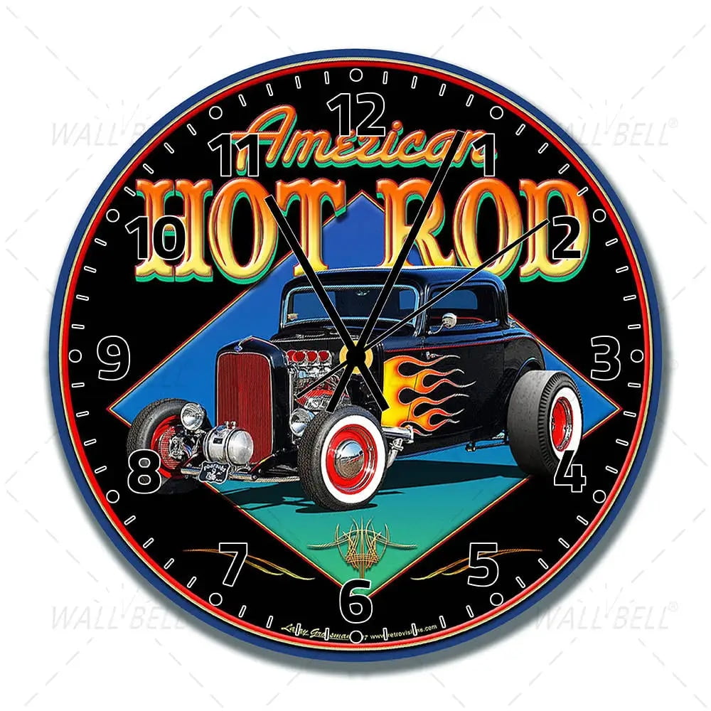 American Hot Rod Garage Decor Vintage Car Wall Clock Summer Modern Home ...