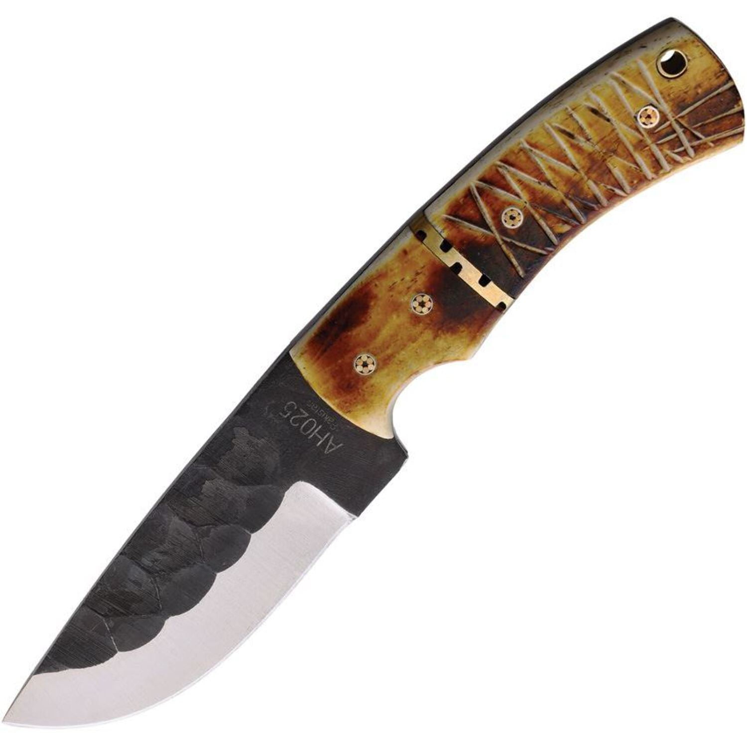 American Hunter 025 Hunter Fixed Blade Knife Torched Bone Handles ...