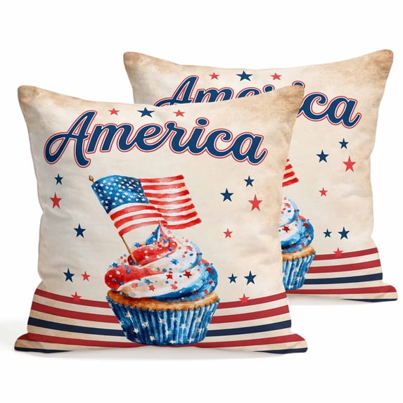 American Ice Cream Throw Pillow Covers 18 x 18 Inch Pillow Covers Set ...