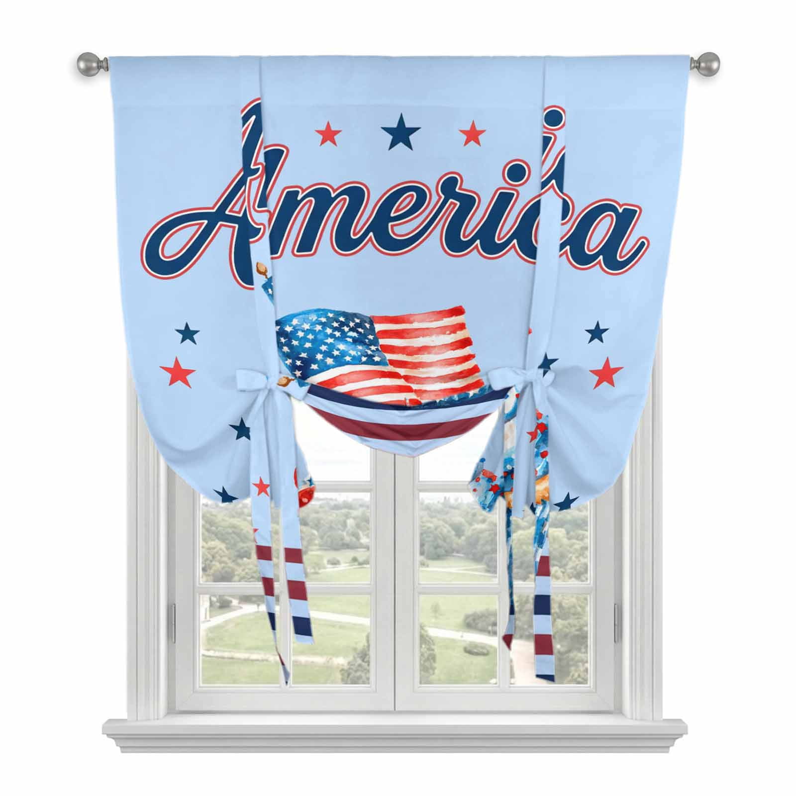 American Ice Cream Tie Up Curtains for Window, Thermal Insulated ...