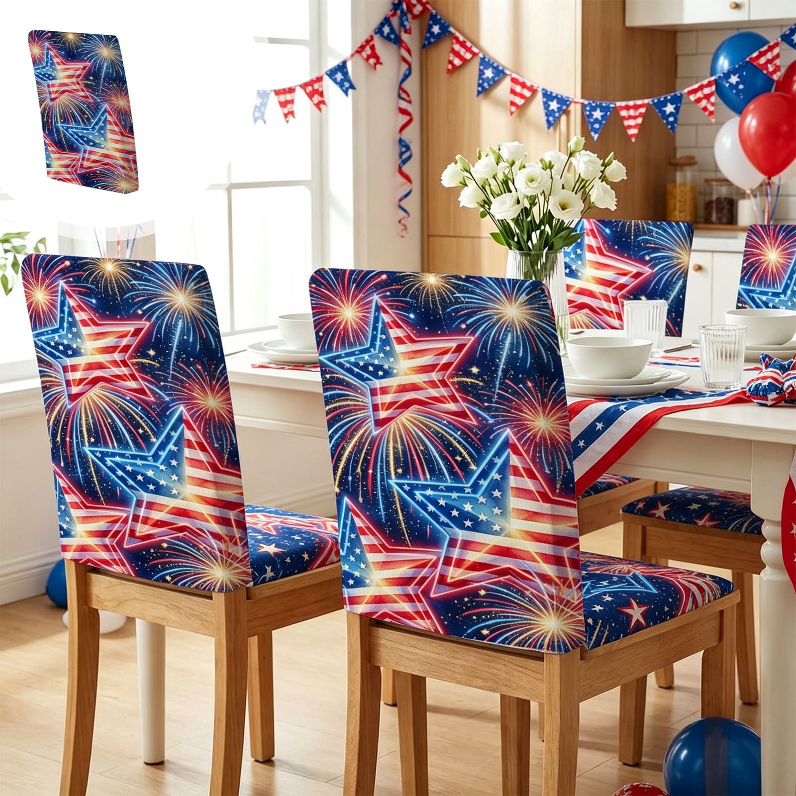 American Independence Day Chair Covers 22x18 Inch, Patriotic USA Flag ...
