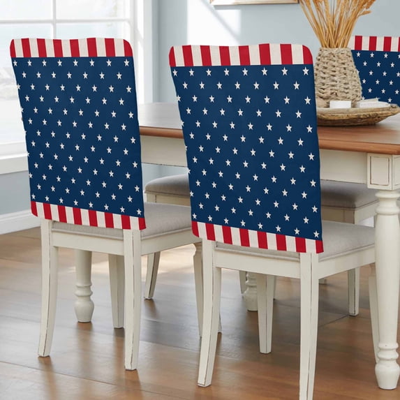 American Independence Day Chair Covers Set of 8 USA Stars on Blue Red ...