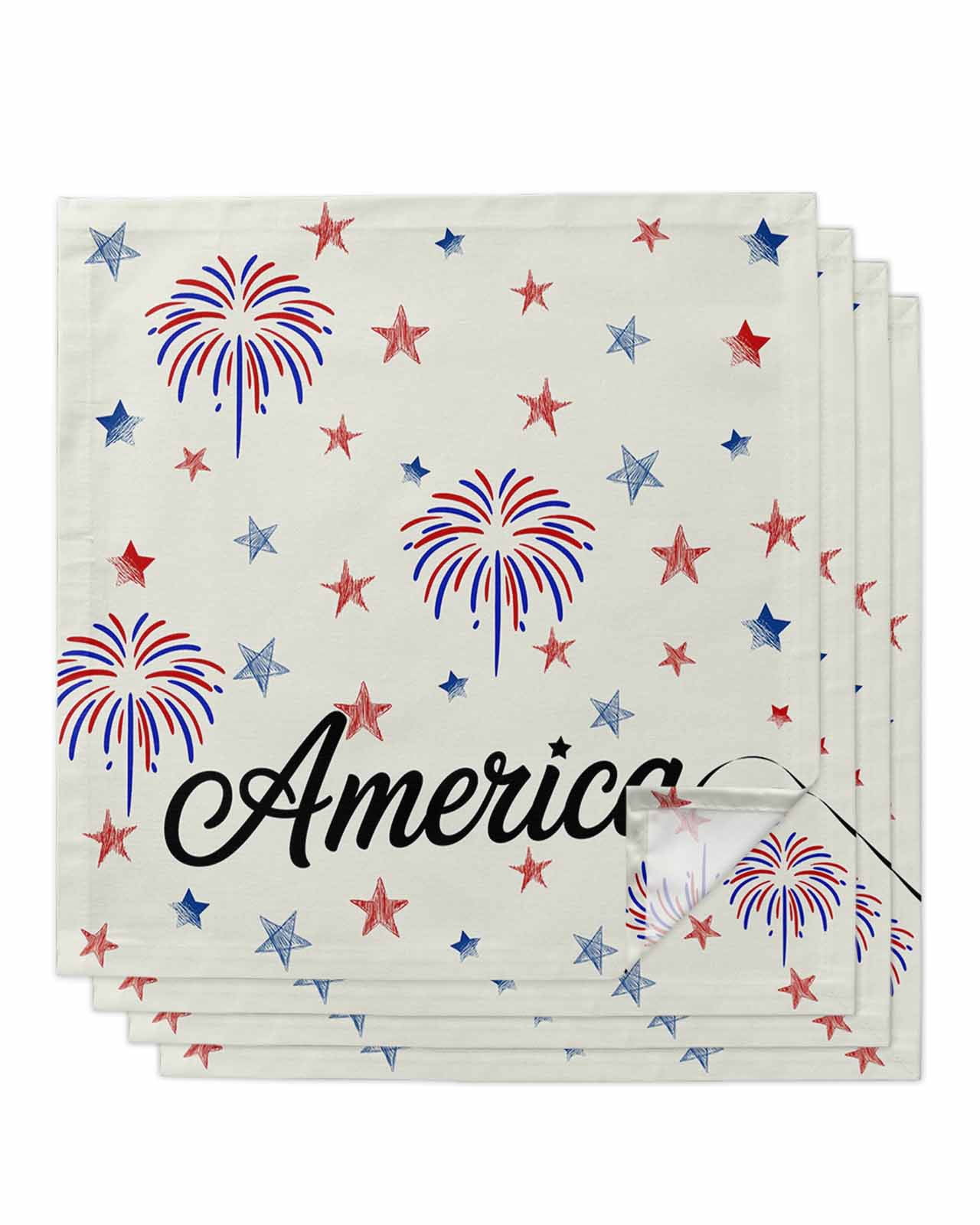 American Independence Day Cloth Napkins Set of 4 Reusable Dinner ...