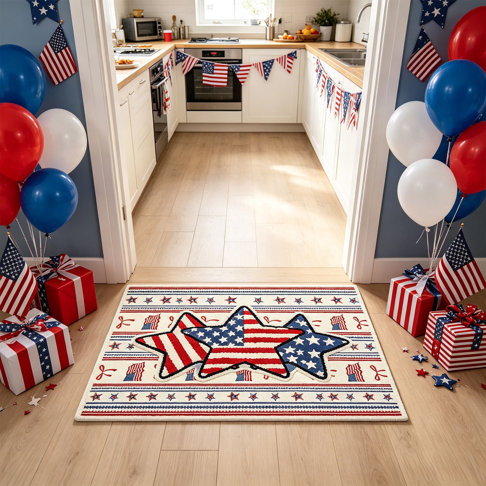 American Independence Day Decorative Carpet Flag Faux Plush Bathroom ...