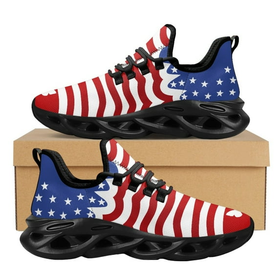 American Independence Day Flag Stars Prints Running Mesh Shoes Shock ...
