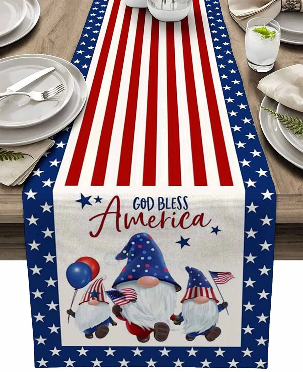 American Independence Day Linen Table Flag Stars and Stripes Tablecloth ...