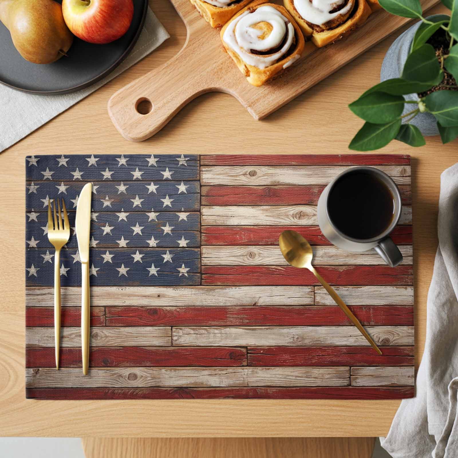 American Independence Day Placemats Set of 2, 4th of July Vintage Red ...