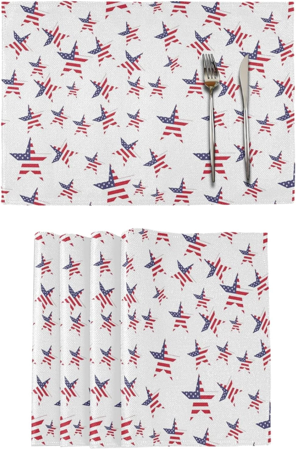 American Independence Day Placemats Set of 6, USA Flag Stars Placemat ...