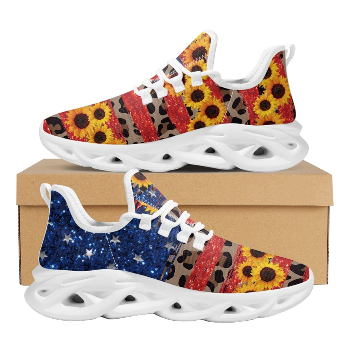 American Independence Day Sneakers Boys Casual Mesh Shoes Sunflower ...