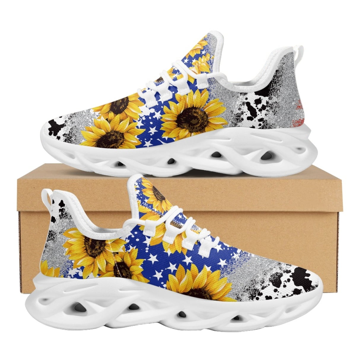 American Independence Day Sneakers Boys Casual Mesh Shoes Sunflower ...