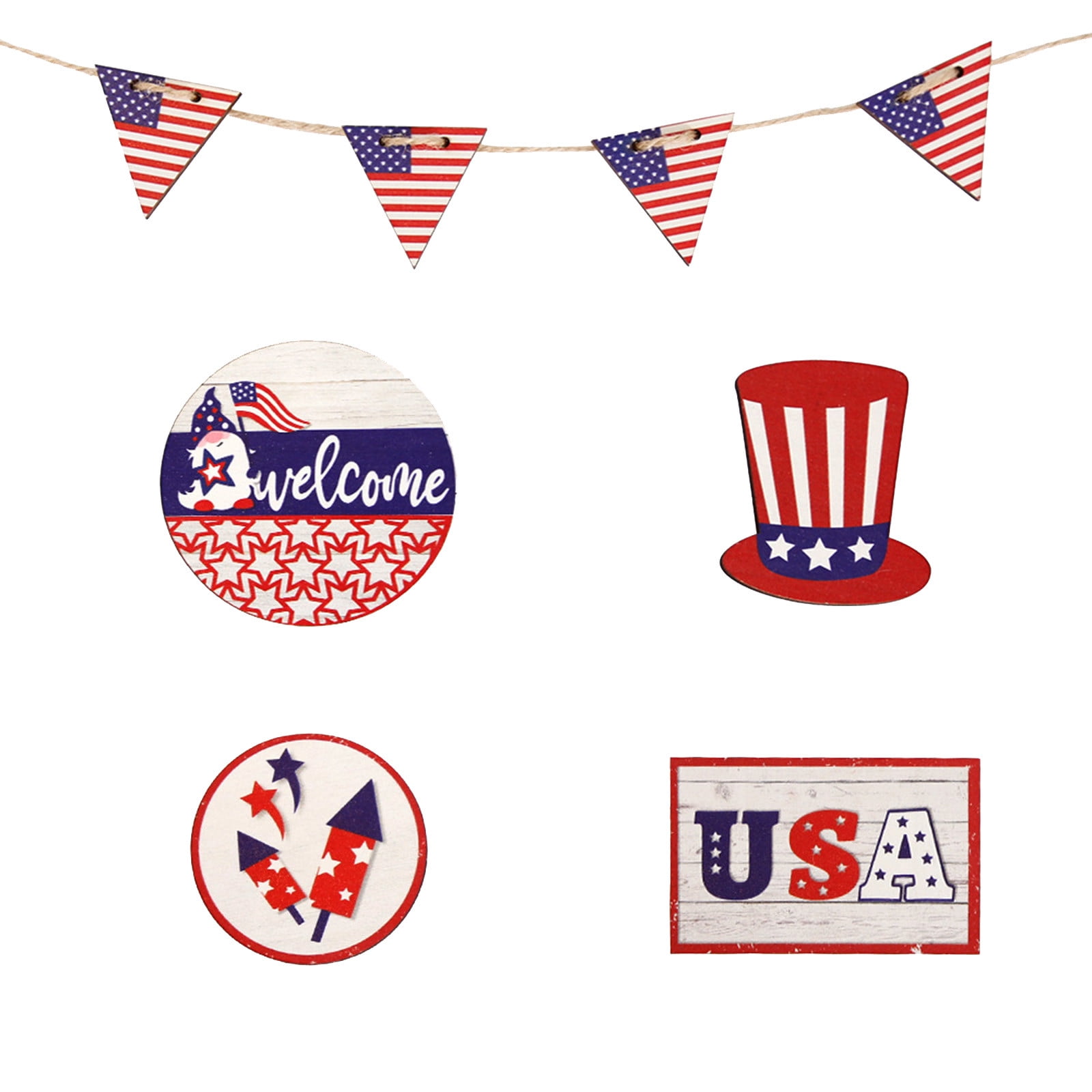 American Independence Day Stratified Tray Decoration Wooden Card ...