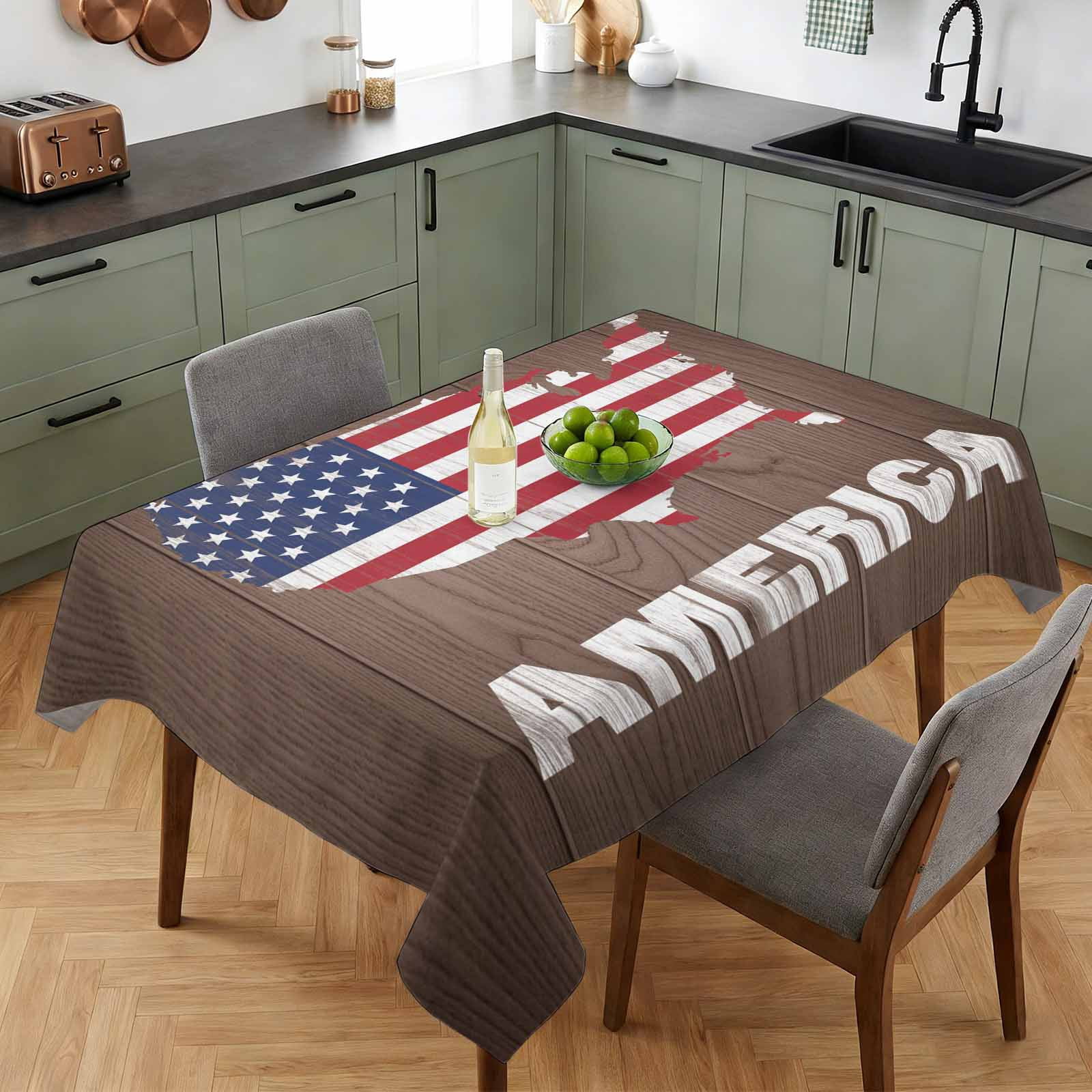 American Independence Day Table Cloth 52x70in, Waterproof Rectangle ...