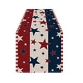 American Independence Day Table Runner, Red White Blue Striped Linen ...