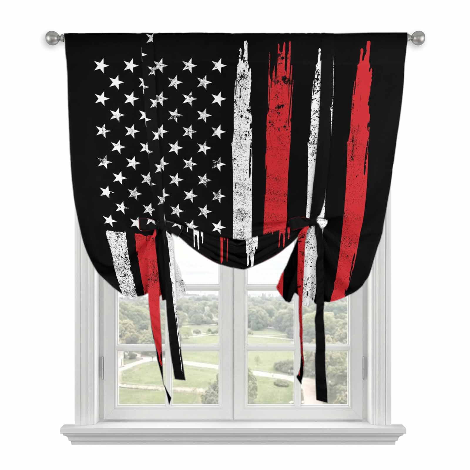 American Independence Day Tie Up Curtains for Window, Thermal Insulated ...