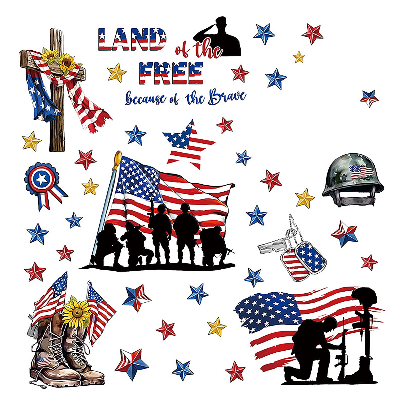 American Independence Day Window Decals, Patriotic Glass Wall Stickers ...