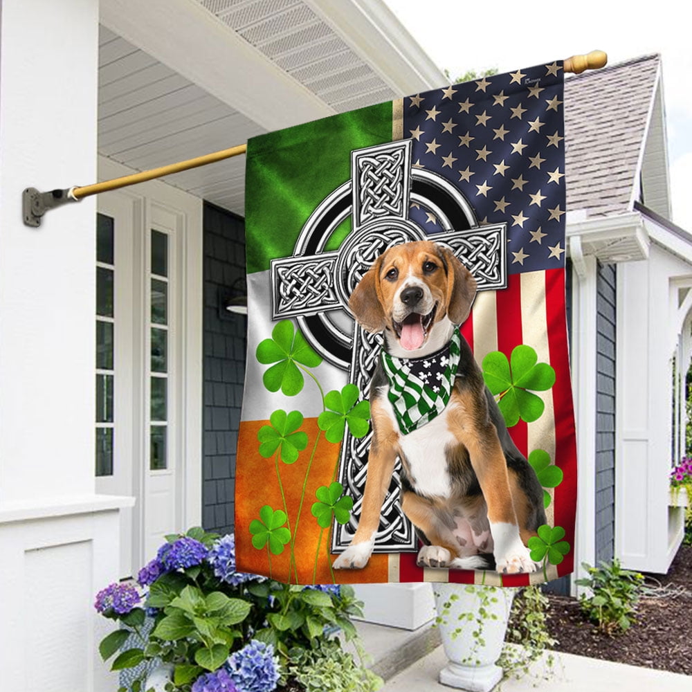 American Irish Flag Beagle Irish Cross Shamrock Flag TRL91Fv6 - House ...