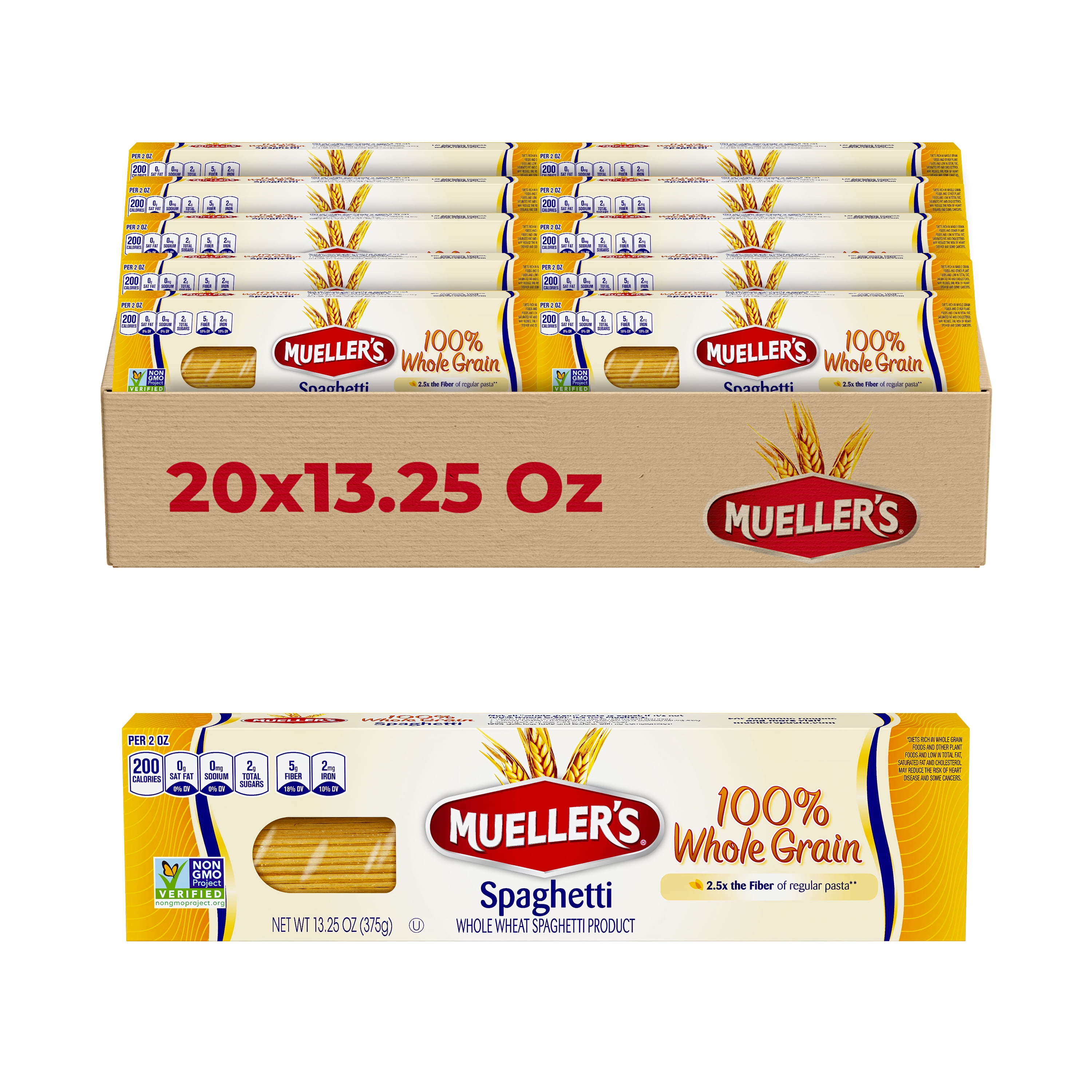 American Italian Pasta Muellers 100% Whole Grain Spaghetti, 13.25 oz ...