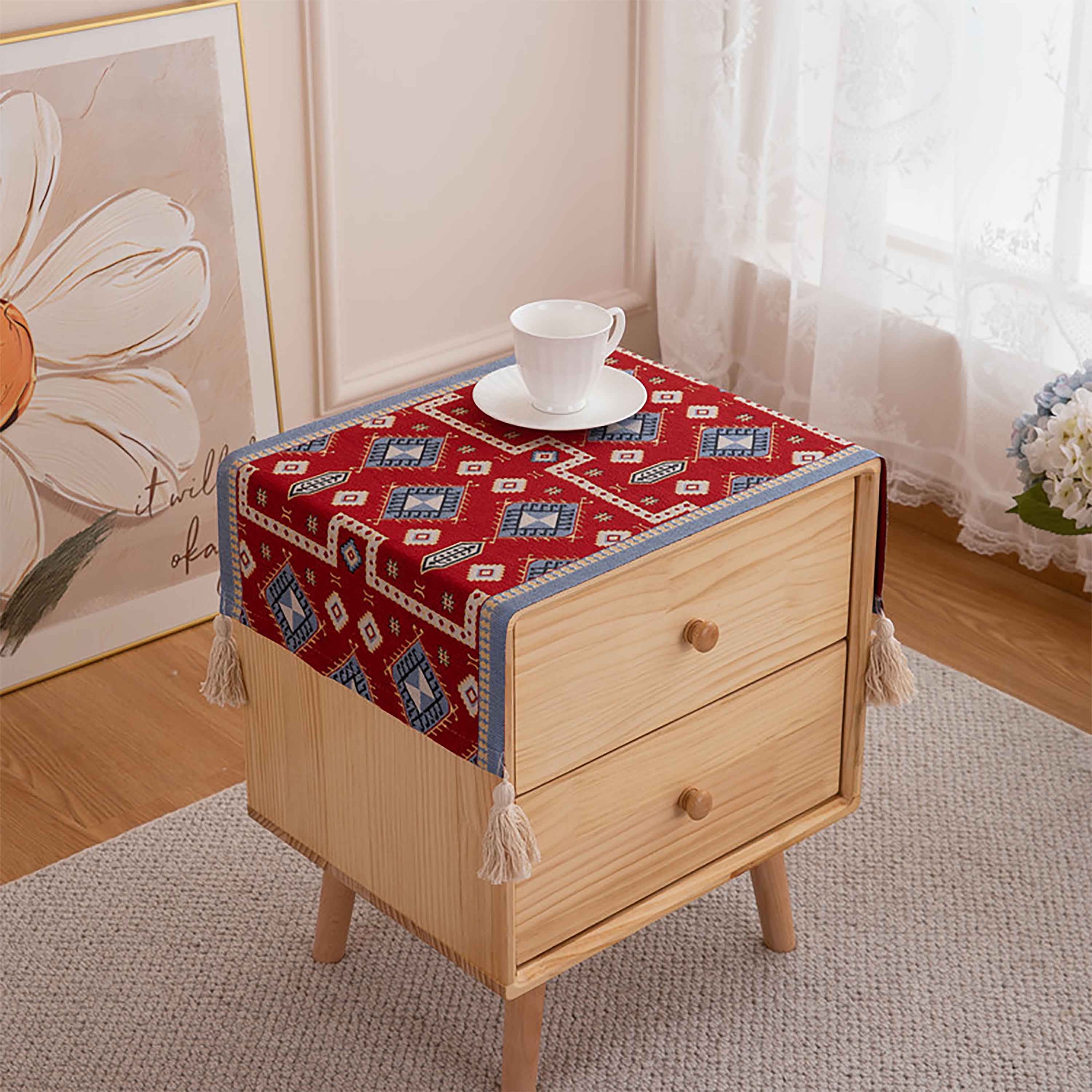 American Jacquard Nightstand Cover Beside Table Covers With Tassel ...