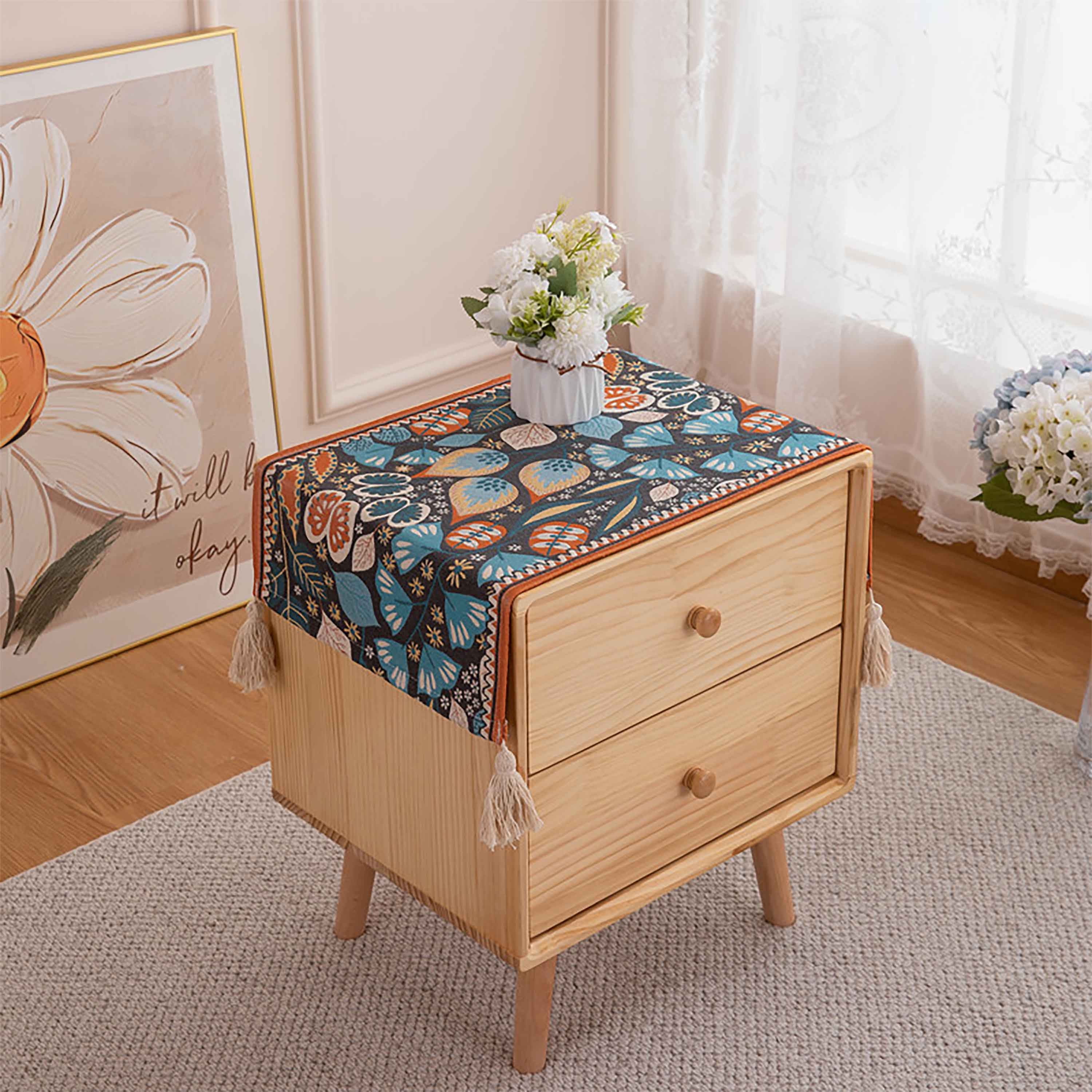 American Jacquard Nightstand Cover Beside Table Covers With Tassel ...