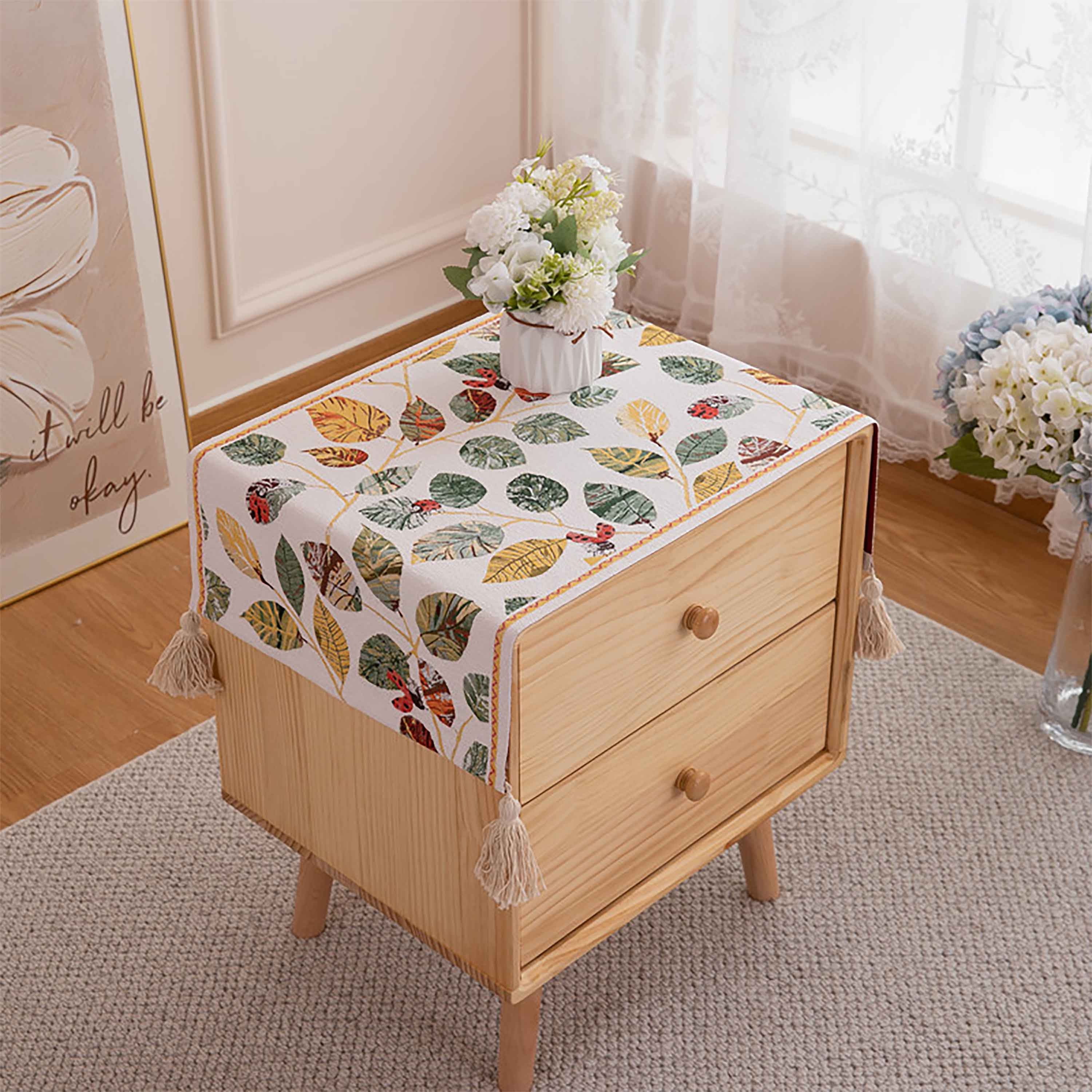 American Jacquard Nightstand Cover Beside Table Covers With Tassel ...