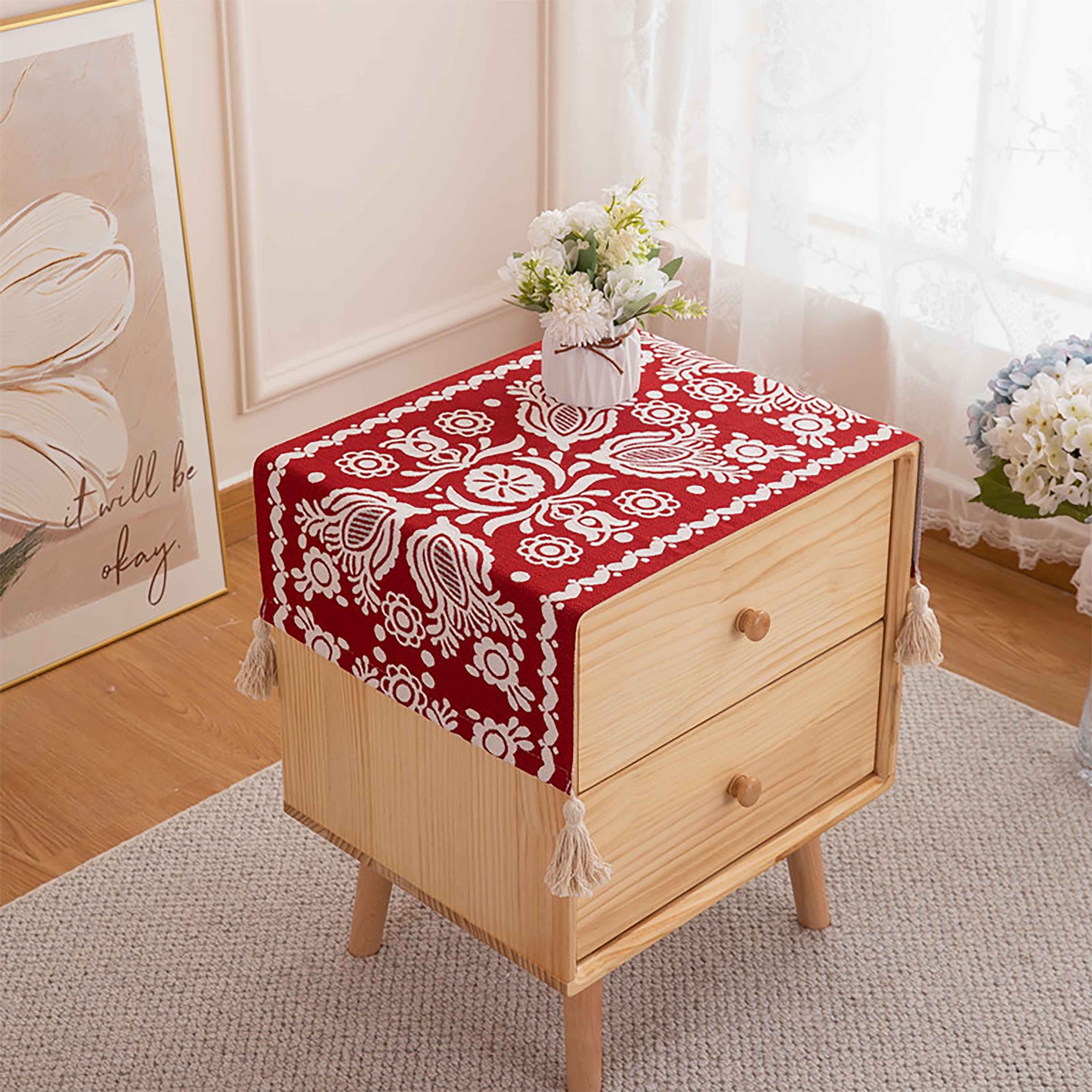 American Jacquard Nightstand Cover Beside Table Covers With Tassel ...