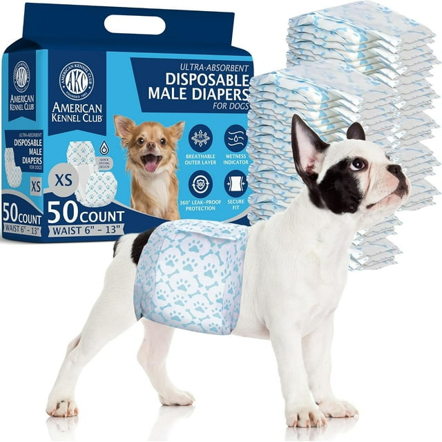 American Kennel Club Male Dog Wrap, Disposable Diapers with Wetness ...