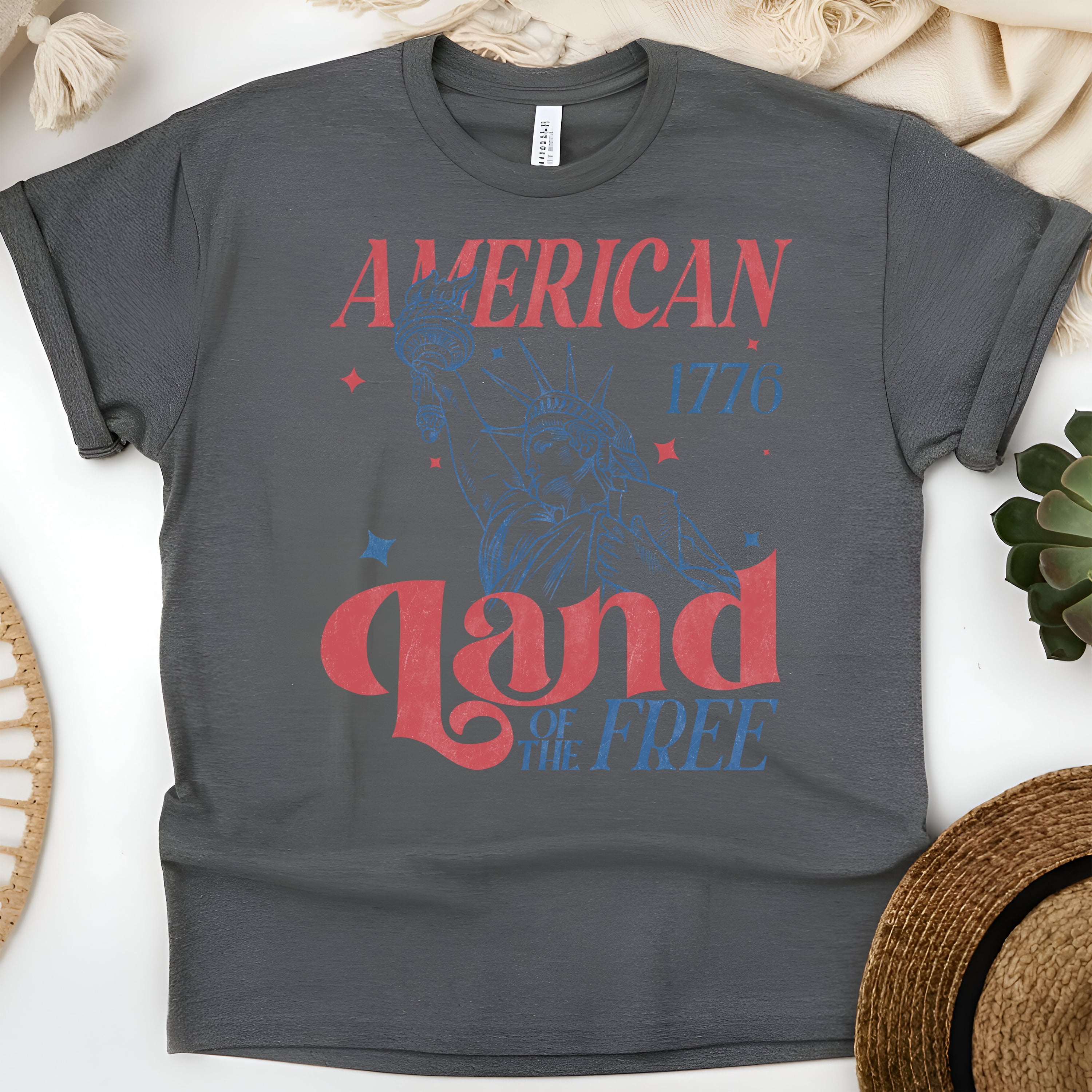 American Land of the Free 1776 T-Shirt | Statue of Liberty Patriotic ...