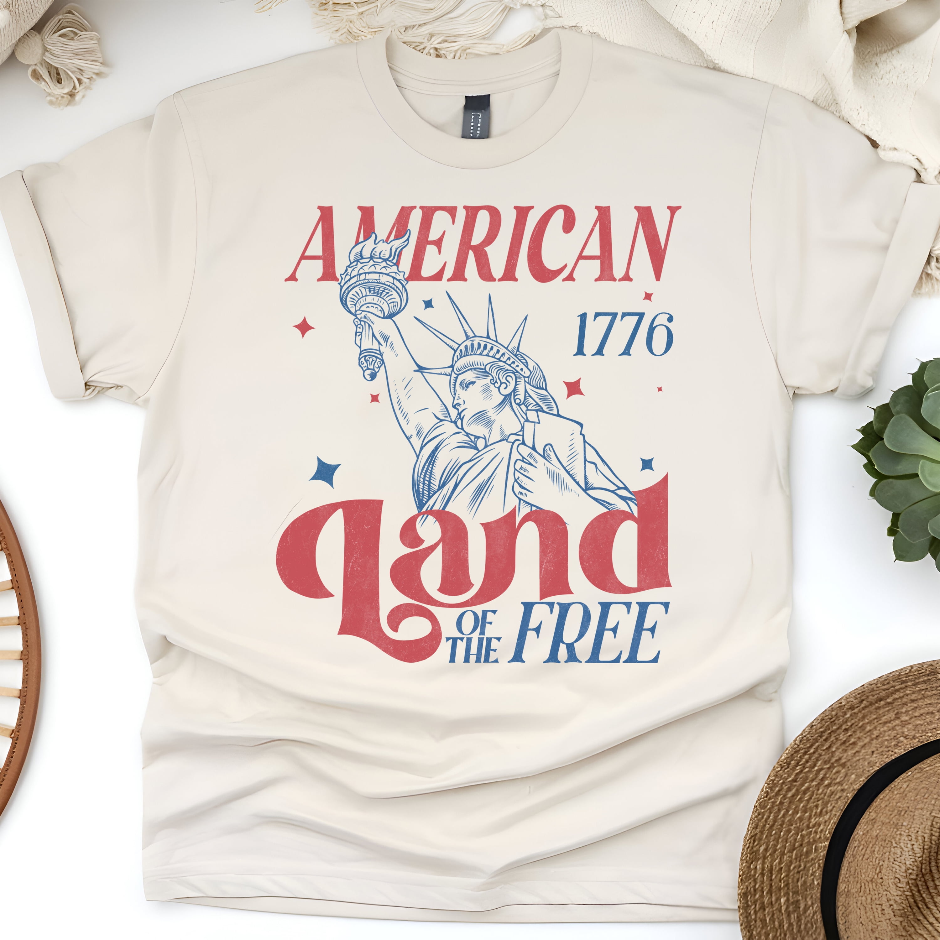 American Land of the Free 1776 T-Shirt | Statue of Liberty Patriotic ...