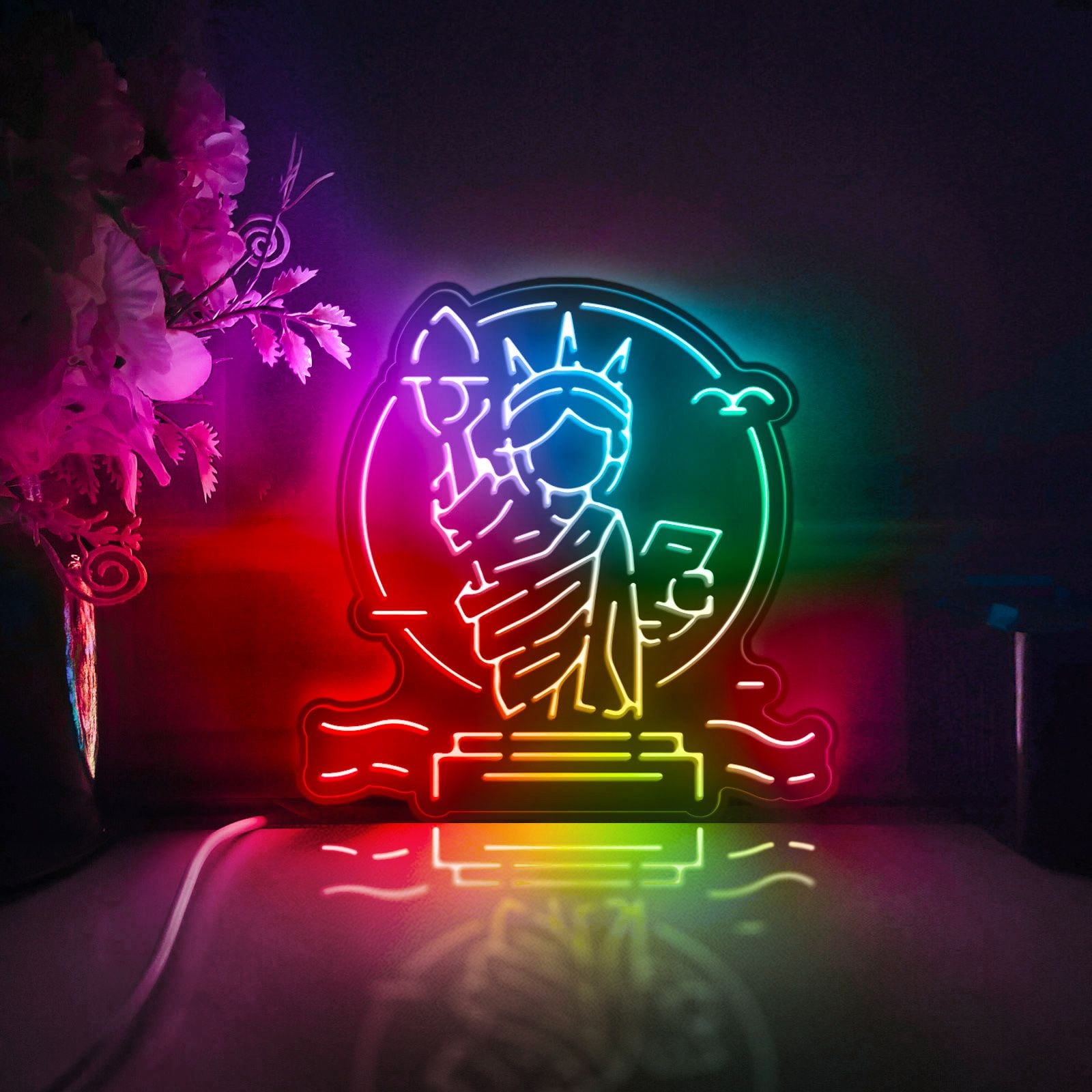 American Landmark Statue Of Liberty Led Light Box, Dimmable Neon-Like ...