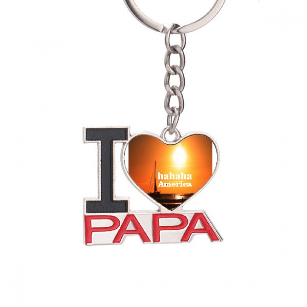 American Landscape Text Haha Mood Keychain Metal Keyring Holder Love ...