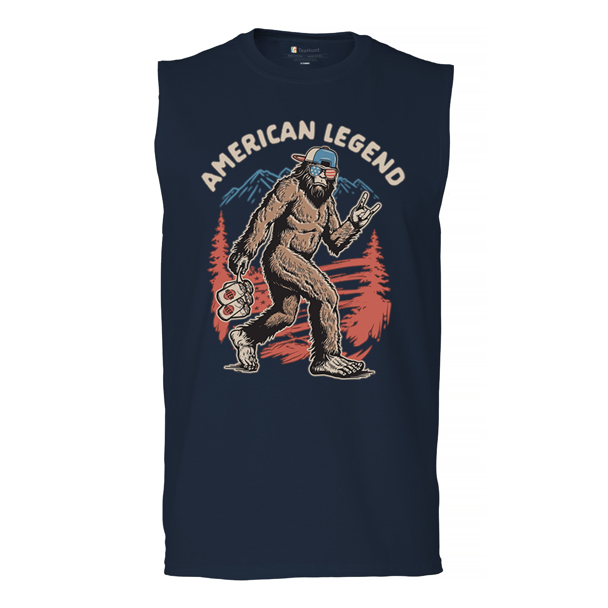 American Legend Bigfoot Muscle Shirt Patriotic Funny Sasquatch Fan 4 ...