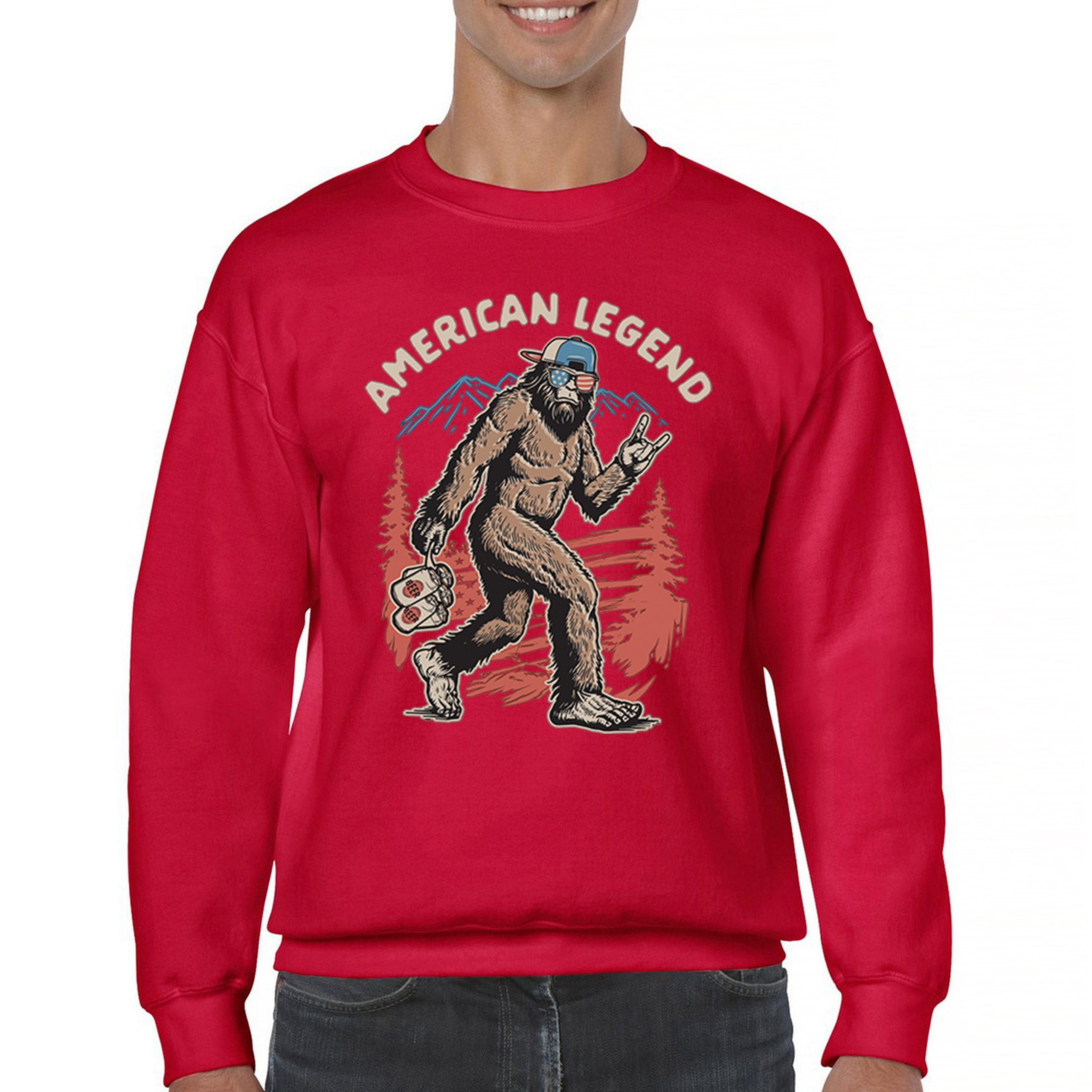 American Legend Bigfoot Sweatshirt Patriotic Funny Sasquatch Fan 4 July ...