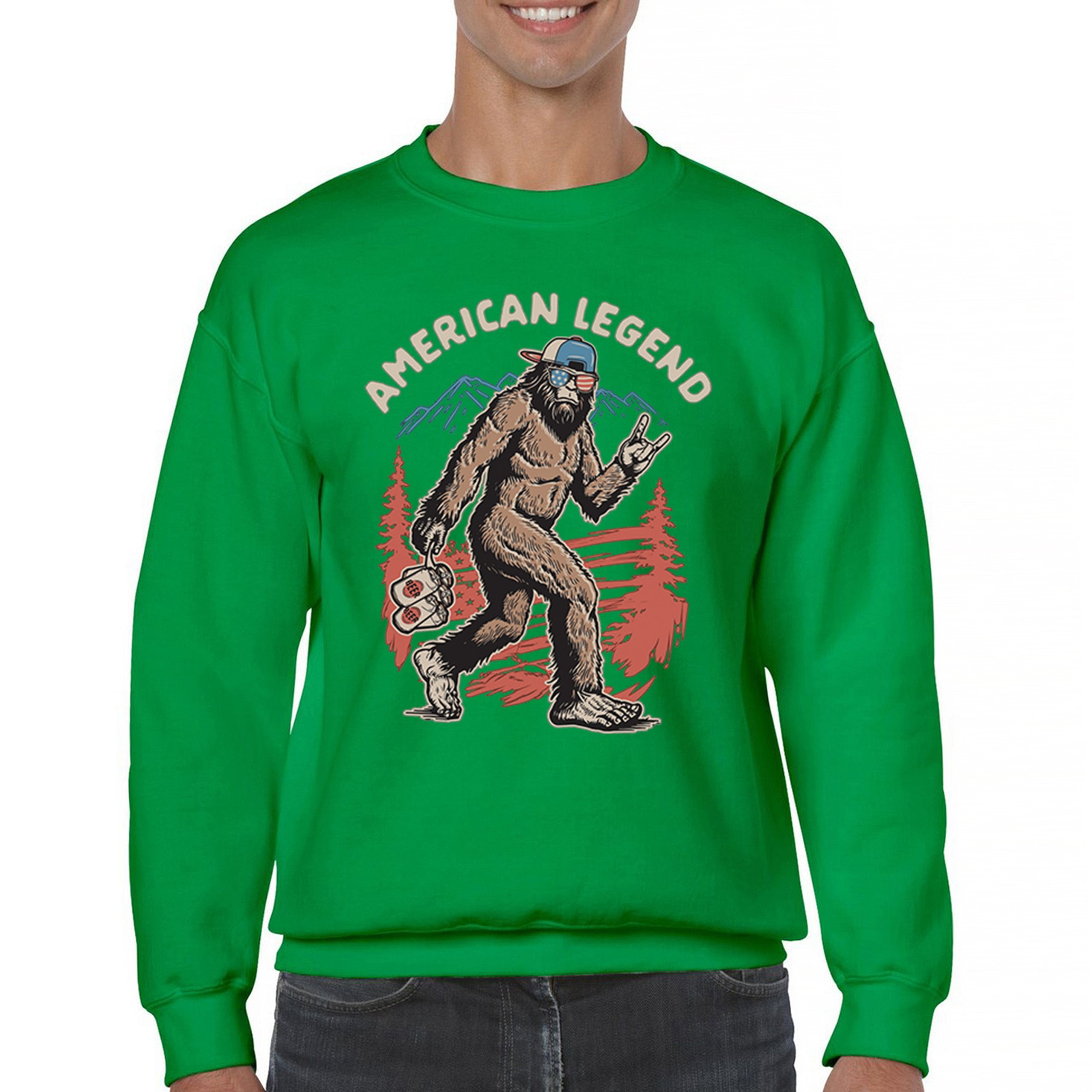American Legend Bigfoot Sweatshirt Patriotic Funny Sasquatch Fan 4 July ...