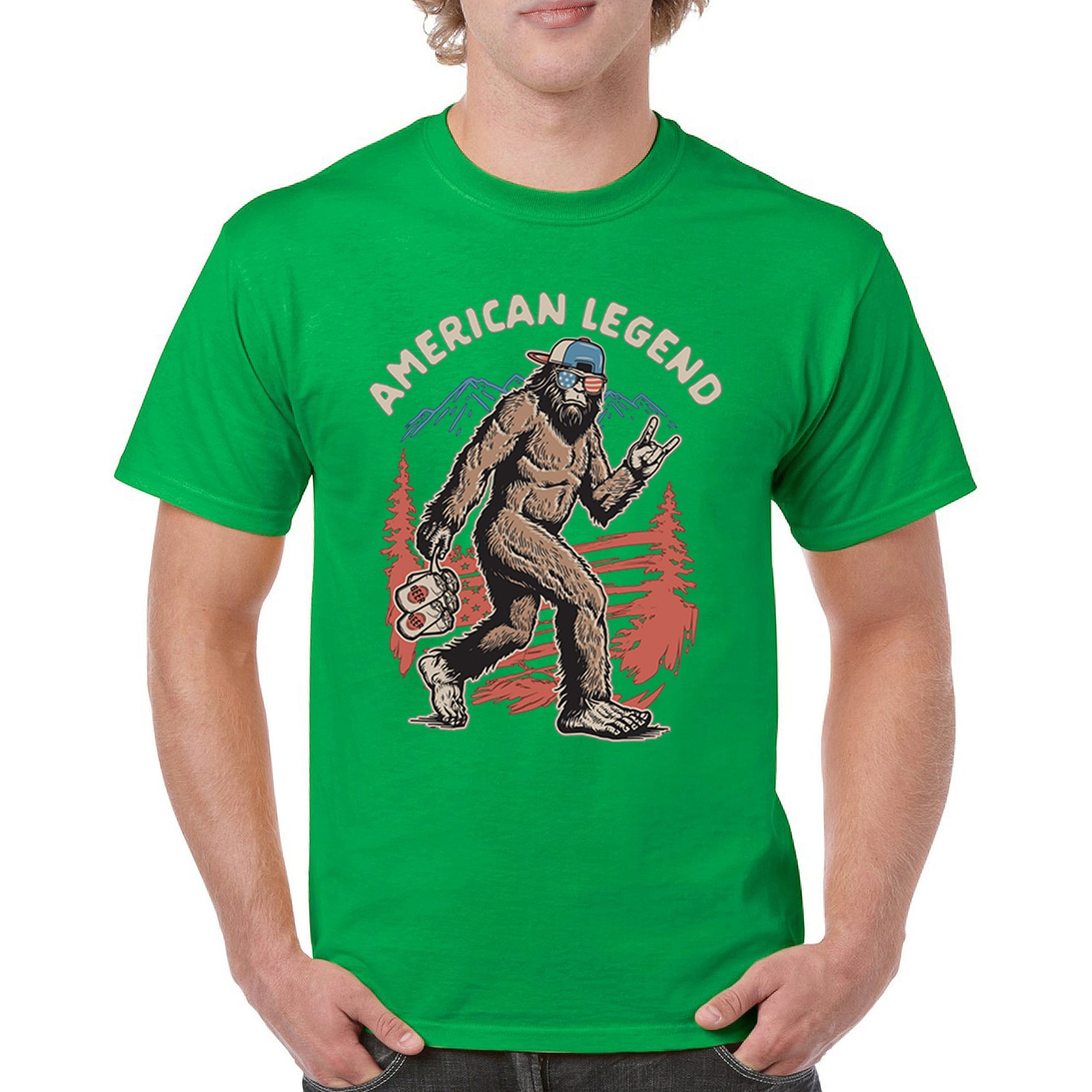 American Legend Bigfoot T-shirt Patriotic Funny Sasquatch Fan 4 July ...