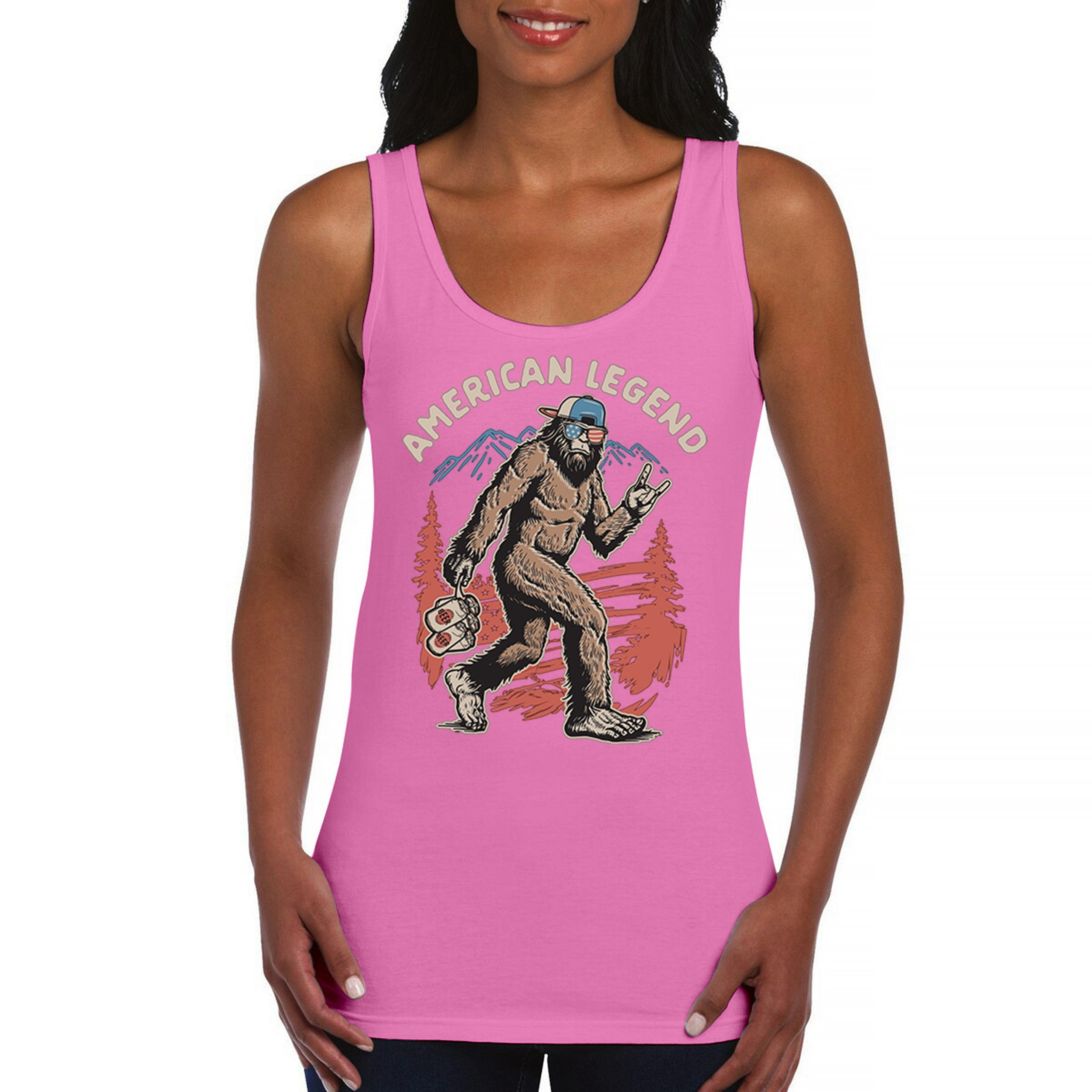 American Legend Bigfoot Women's Tank Top Patriotic Funny Sasquatch Fan ...