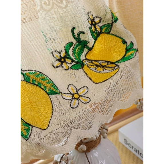 American Lemon Embroidery Short Curtain Kitchen Living Room Cabinet ...