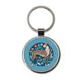 American Leopard Hound Dog Floral Flowers Metal Round Keychain ...