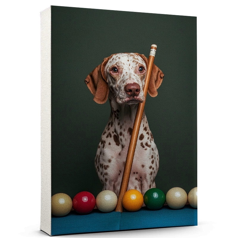 American Leopard Hound Dog Playing Billiards Canvas – Sports Dog ...