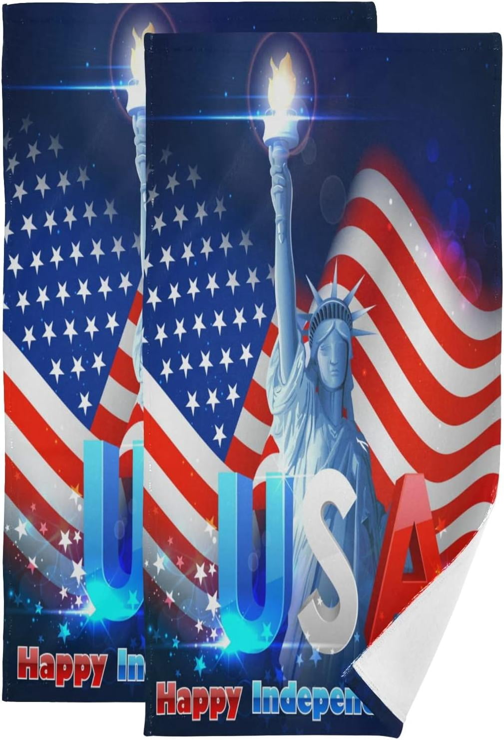 American Liberty Flag Hand Towels 2 PCS, Happy Independence Day Kitchen ...