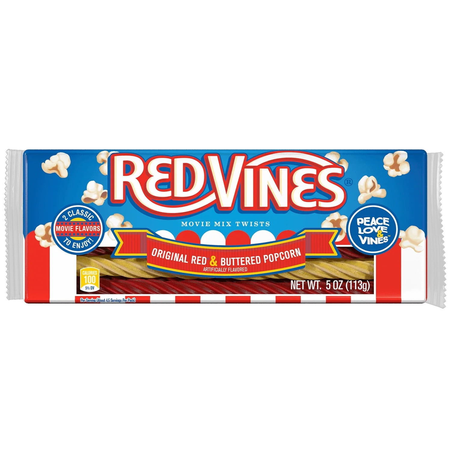 American Licorice Red Vines Original and Buttered Popcorn 5oz Tray ...