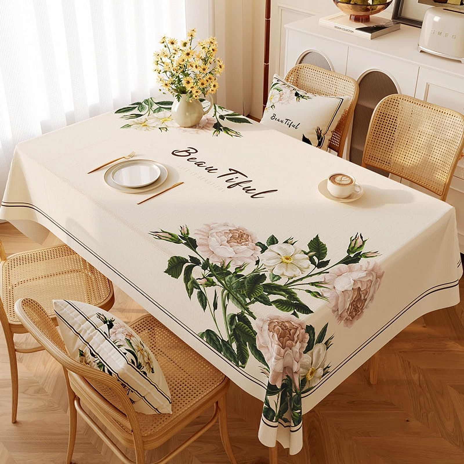 American Light Luxury Floral Dustproof Restaurant Coffee Table ...