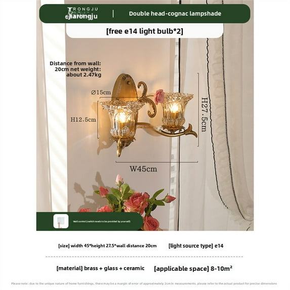 American Light Luxury Full Copper Wall Sconce, French Vintage LED Light ...