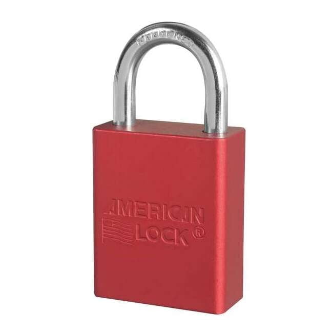 Lockout Padlock, Keyed Alike, Aluminum, Red, 1 in Shackle Height, 1 1/2 ...